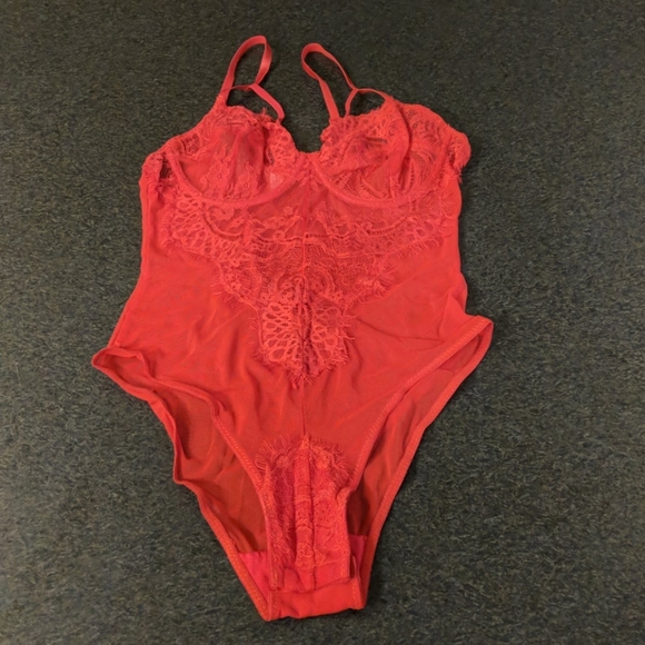 Lace Lab Intimates | Intimates & Sleepwear | Nip Red Lace Bodysuit ...